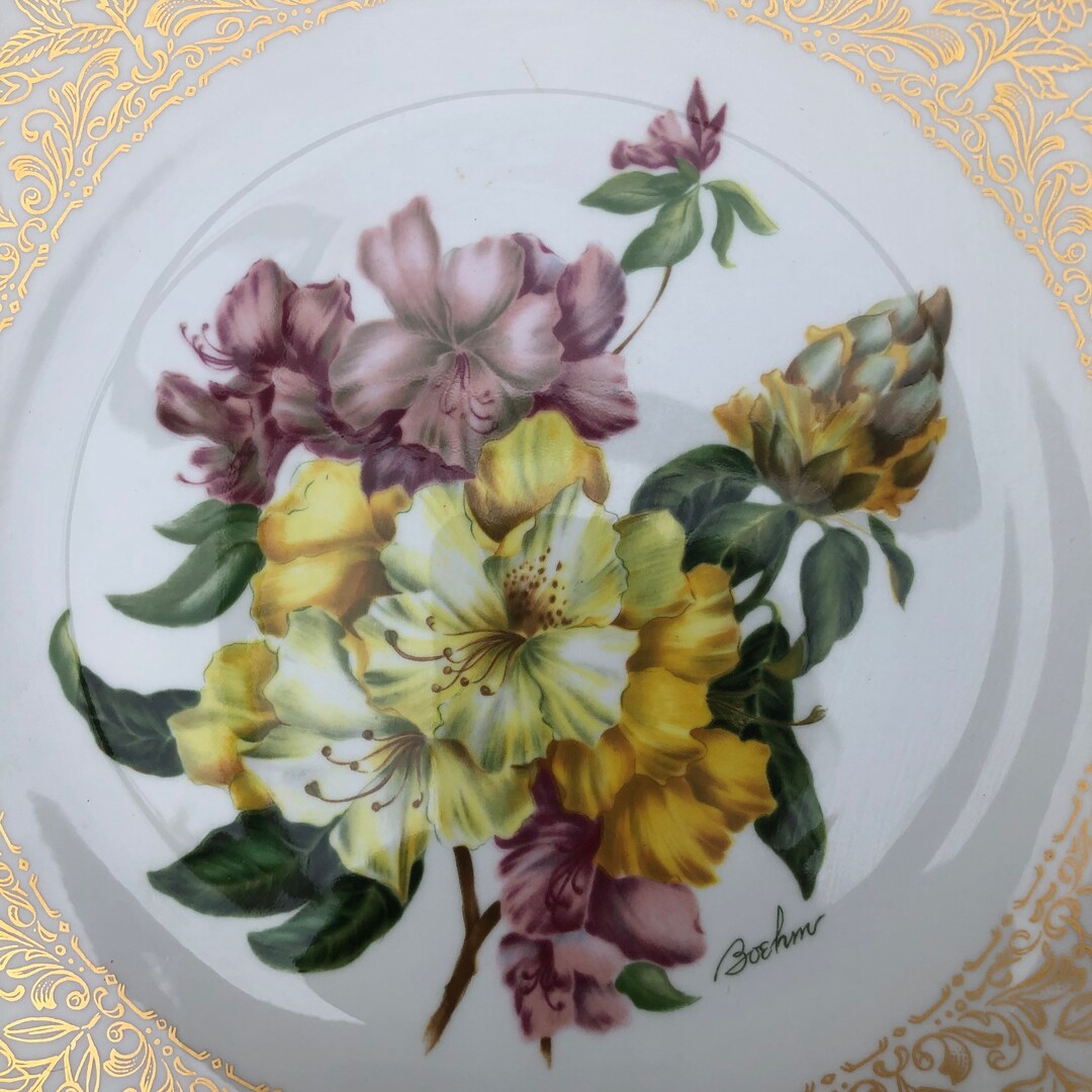 Vintage Boehm Plate, "flowers of the World" Rhododendron, Collectors ...
