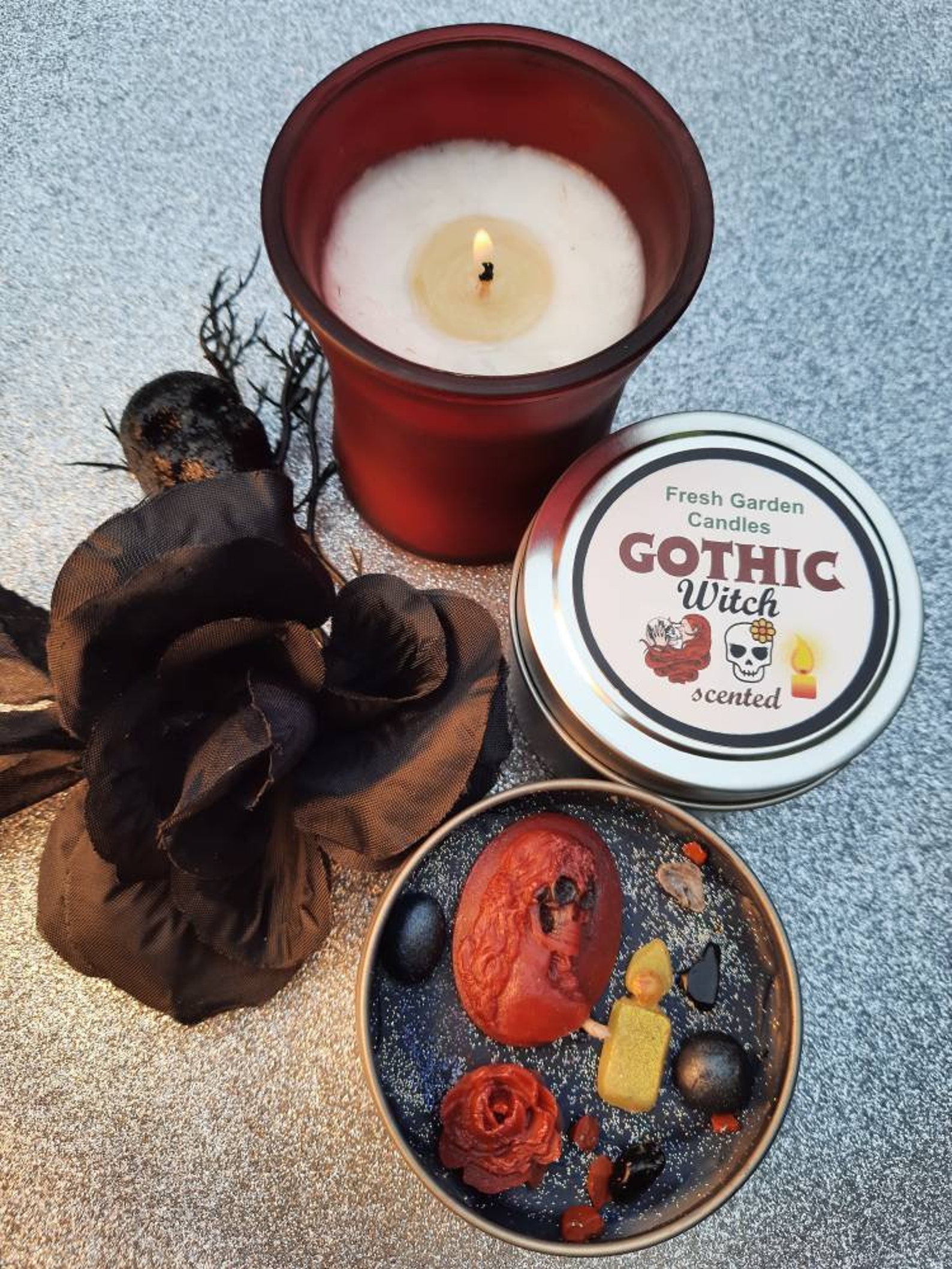Vela perfumada Gothic Witch / vela negra bruja / regalo gótico ...