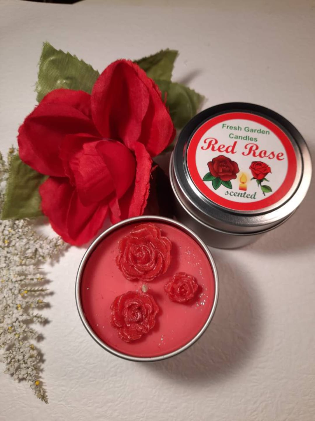 Red Rose Scented Candle Red Rose Gift Floral Red Candle/romance Candle ...