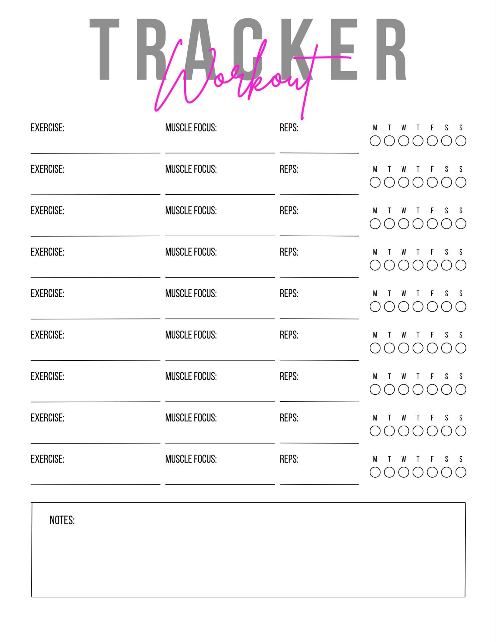 Printable Workout Tracker + Protein Tracker, Daily Exercise Log ...