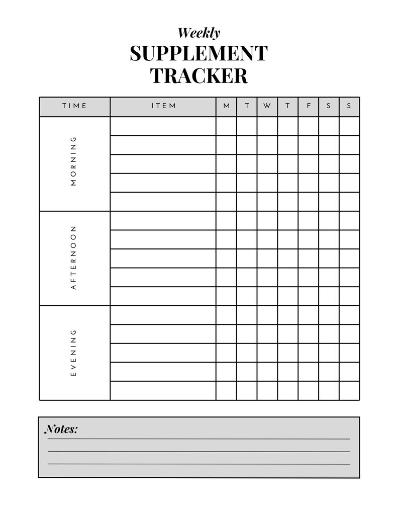 Weekly Supplement Tracker Printable - Etsy
