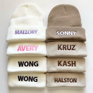 Personalized Embroidered Baby Beanie: Custom Name, Acrylic Knit - Etsy