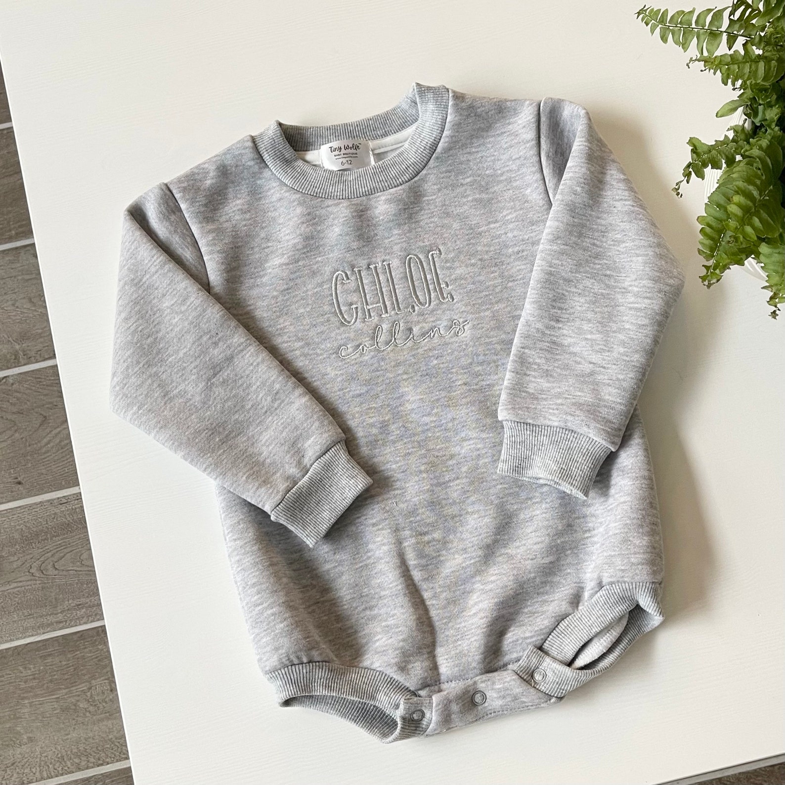 Embroidered Baby Sweater, Cotton Fleece Rompers, Personalized Infant ...