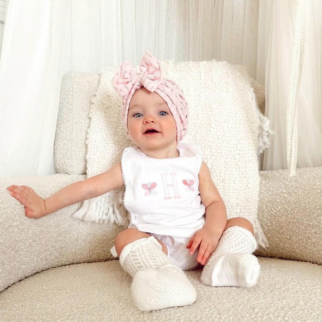 Personalized Baby Outfit: Embroidered Cotton Diaper Set With Picot Trim ...