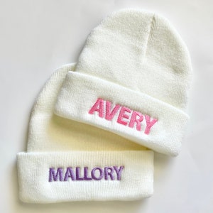 Personalized Embroidered Baby Beanie: Custom Name, Acrylic Knit - Etsy