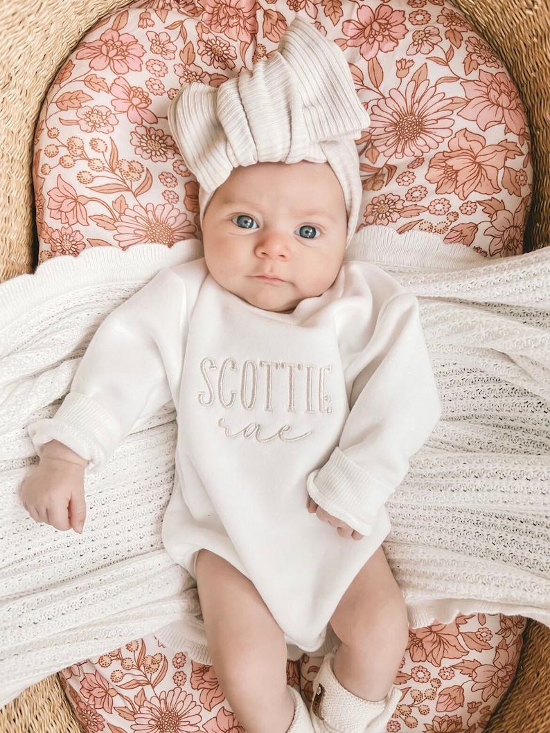 Embroidered Baby Sweater Cotton Fleece Rompers Personalized - Etsy
