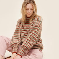 The 'joy' Sweater - Adult Chunky Easy Beginner Knitting Scrap Rainbow ...