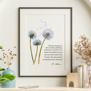 Dandelion Wish Quote, Printable Dandelion Wall Art, Dandelion Decor ...