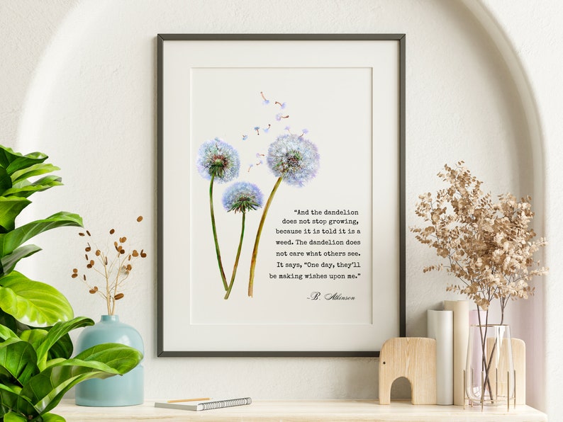Dandelion Wish Quote, Printable Dandelion Wall Art, Dandelion Decor ...
