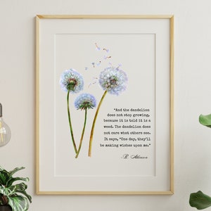 Dandelion Wish Quote, Printable Dandelion Wall Art, Dandelion Decor ...