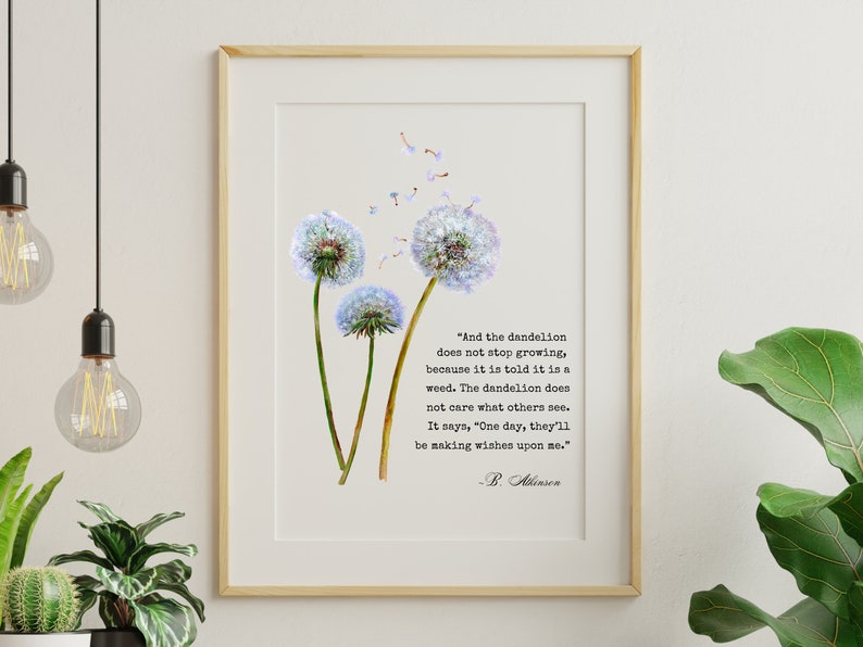 Dandelion Wish Quote, Printable Dandelion Wall Art, Dandelion Decor ...