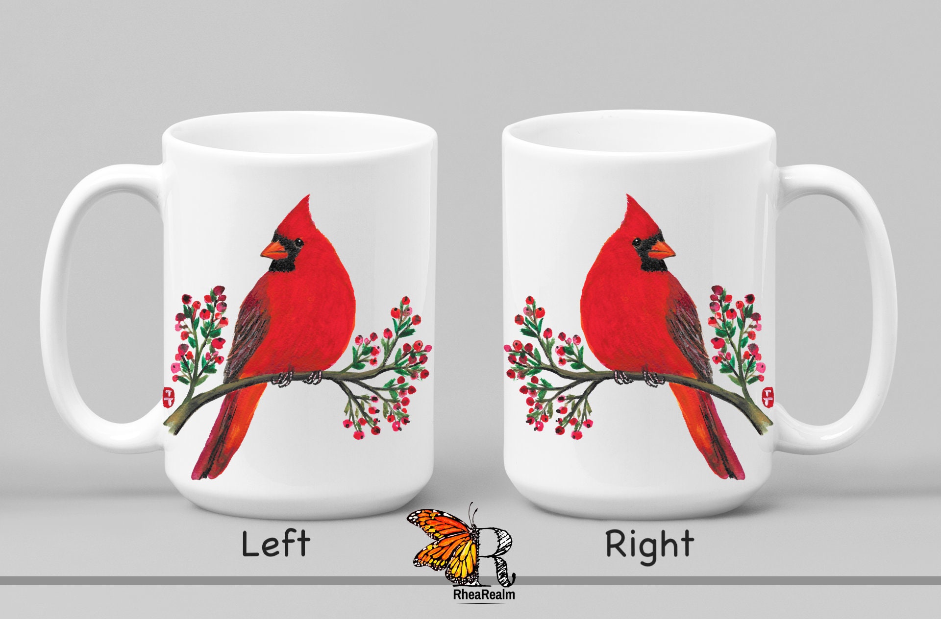 Cardinal Bird Mug, Cardinal Gift, Cardinal Mug, Bird Mug, Red Bird Mug ...