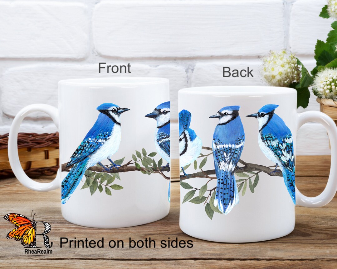 Blue Jay Mug, Blue Bird Mug, Bird Mug. Anniversary Gift, Newlywed Gift ...