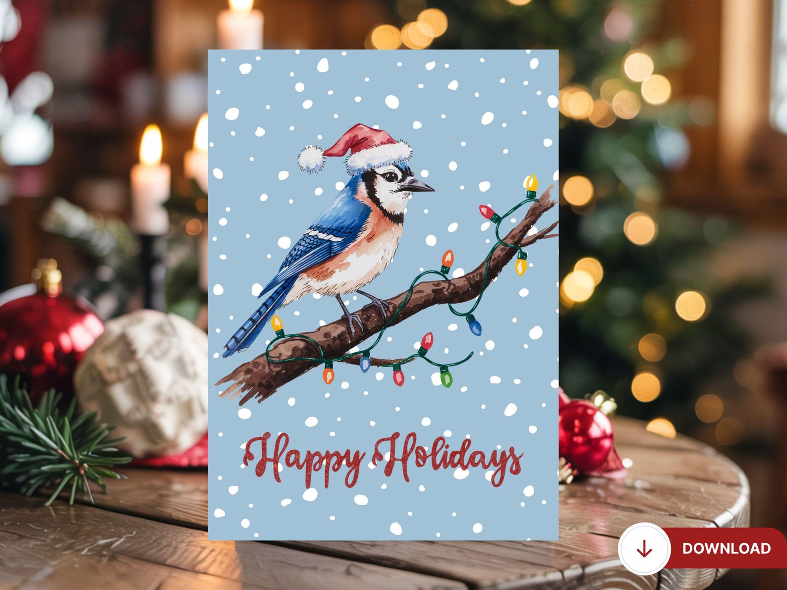 Digital Blue Jays Card, Blue Jays Christmas Card, Blue Jay Bird Xmas ...
