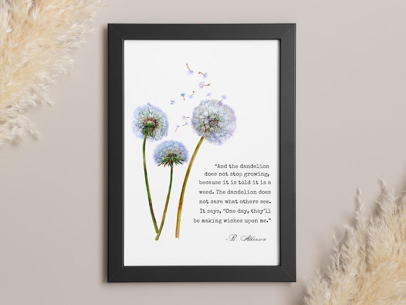 Dandelion Wish Quote, Printable Dandelion Wall Art, Dandelion Decor ...