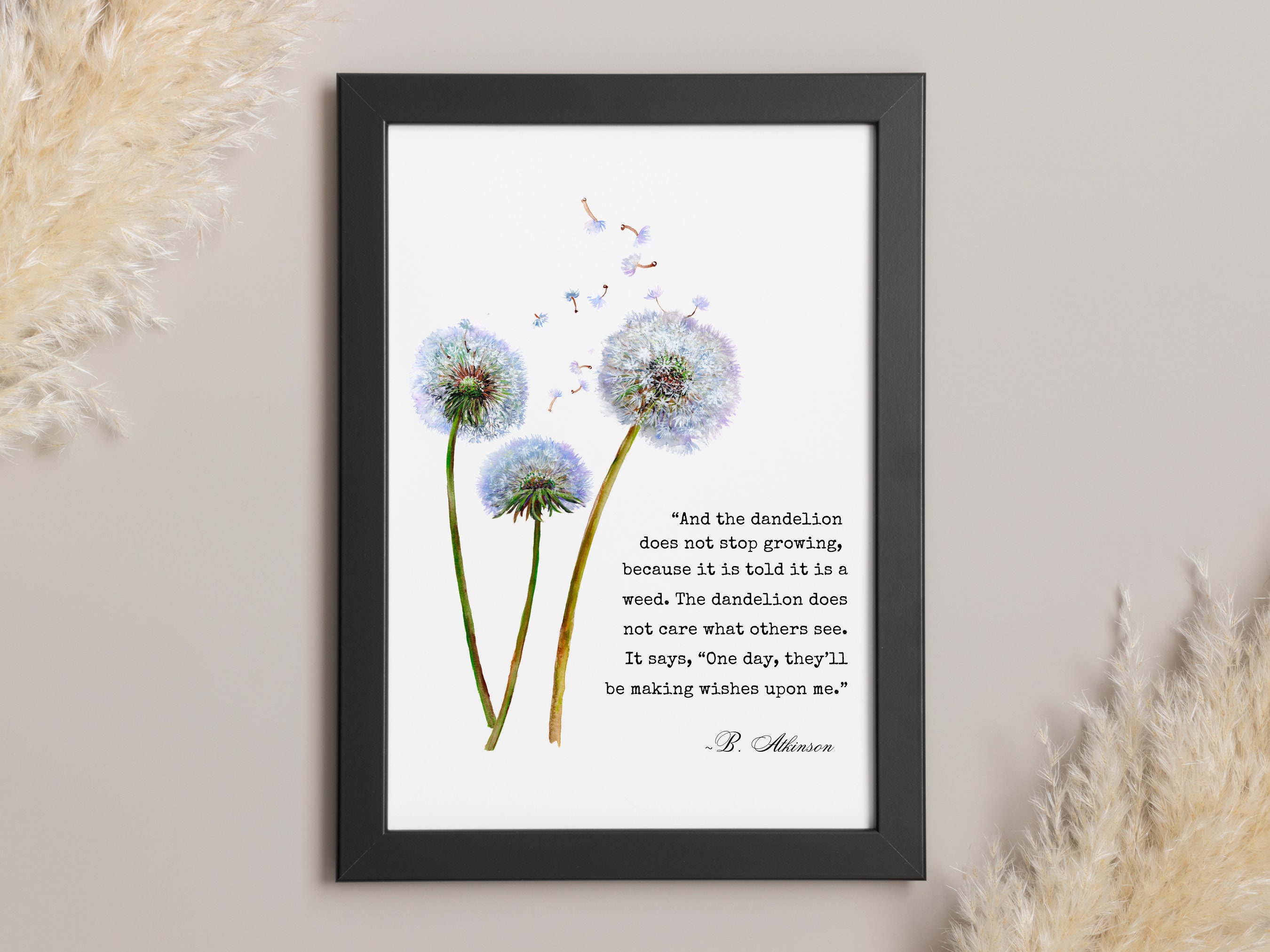 Dandelion Wish Quote, Printable Dandelion Wall Art, Dandelion Decor ...