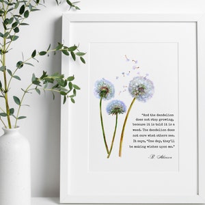 Dandelion Wish Quote, Printable Dandelion Wall Art, Dandelion Decor ...