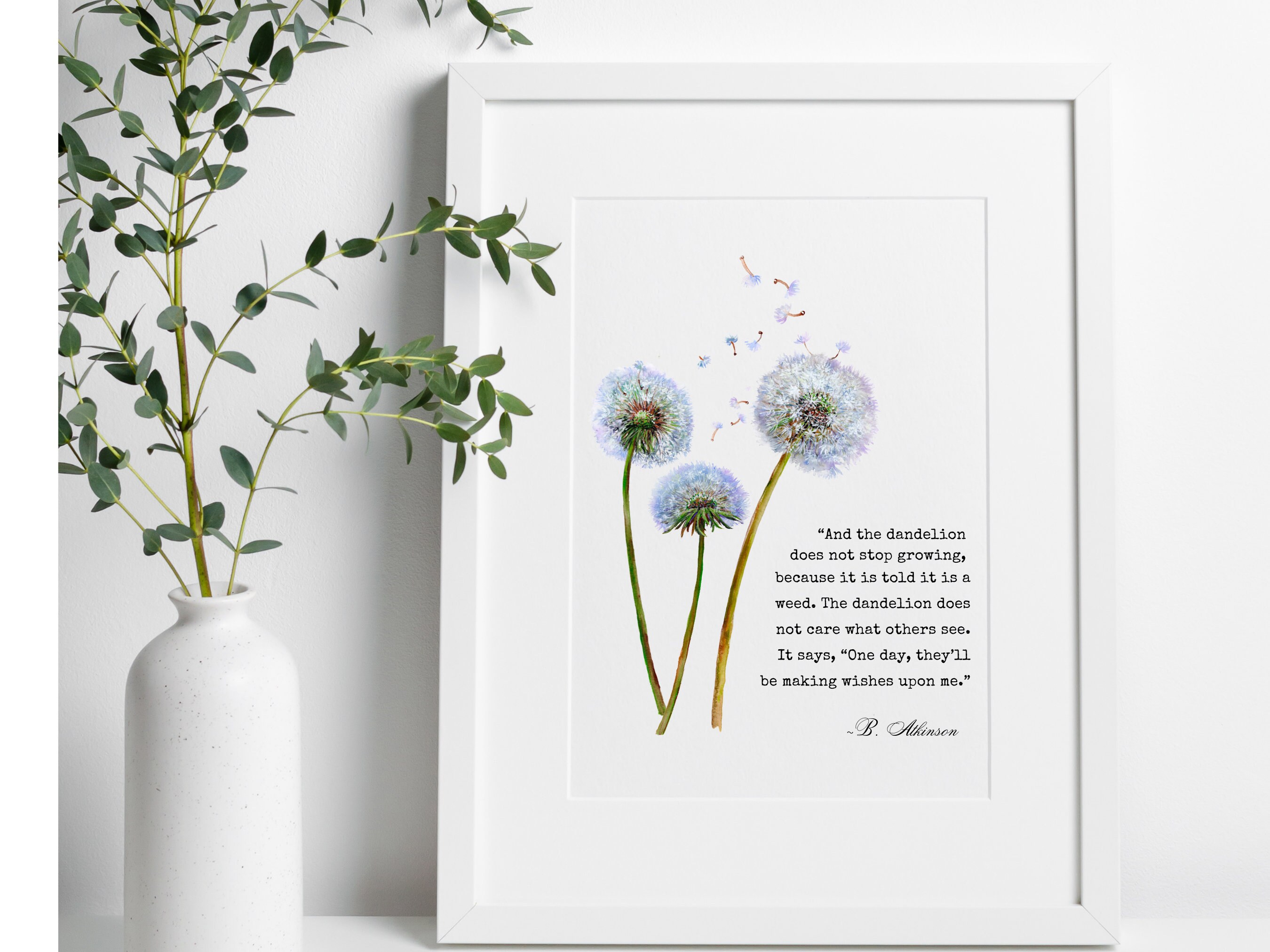 Dandelion Wish Quote, Printable Dandelion Wall Art, Dandelion Decor ...