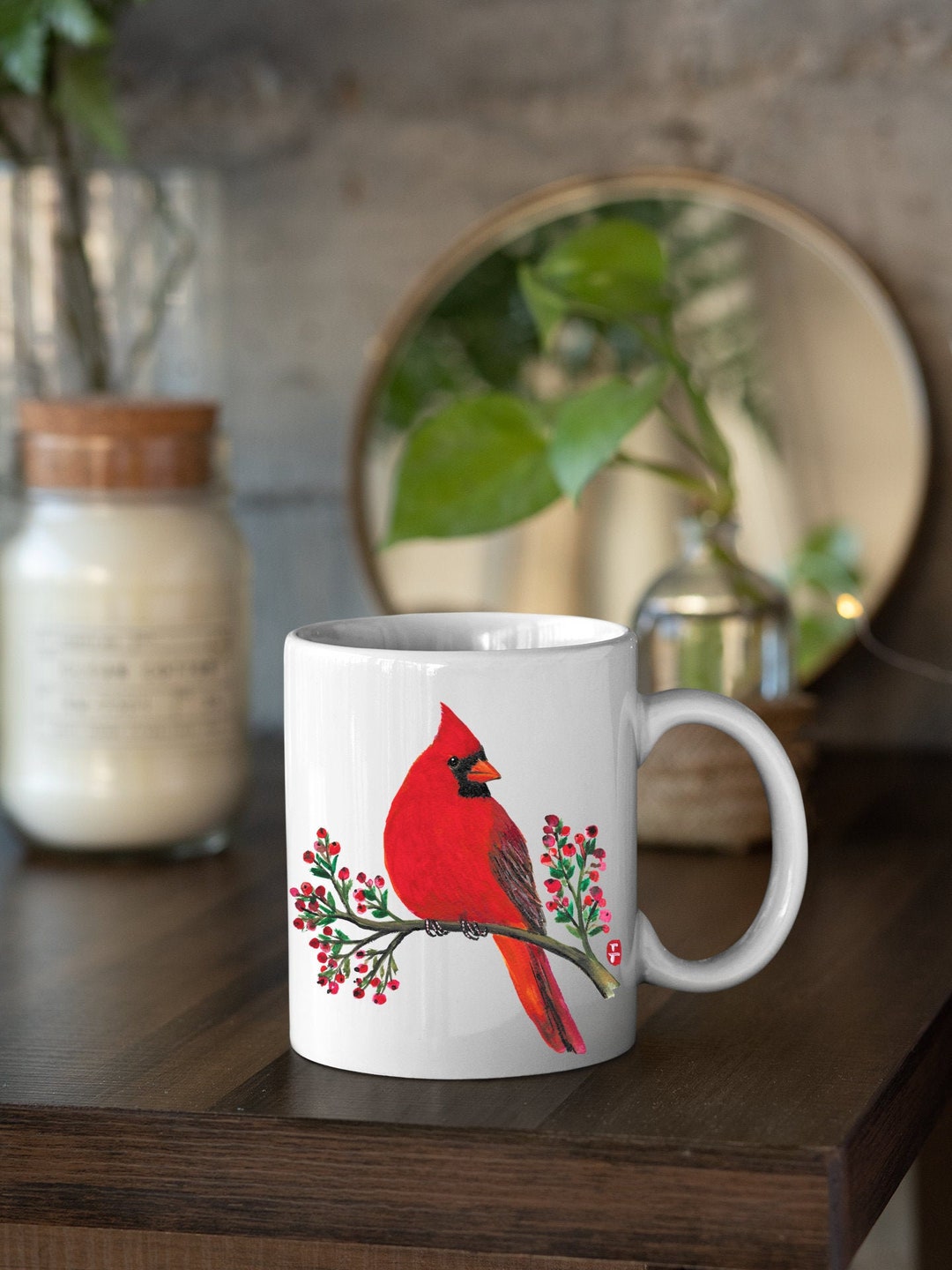 Cardinal Bird Mug, Cardinal Gift, Cardinal Mug, Bird Mug, Red Bird Mug ...