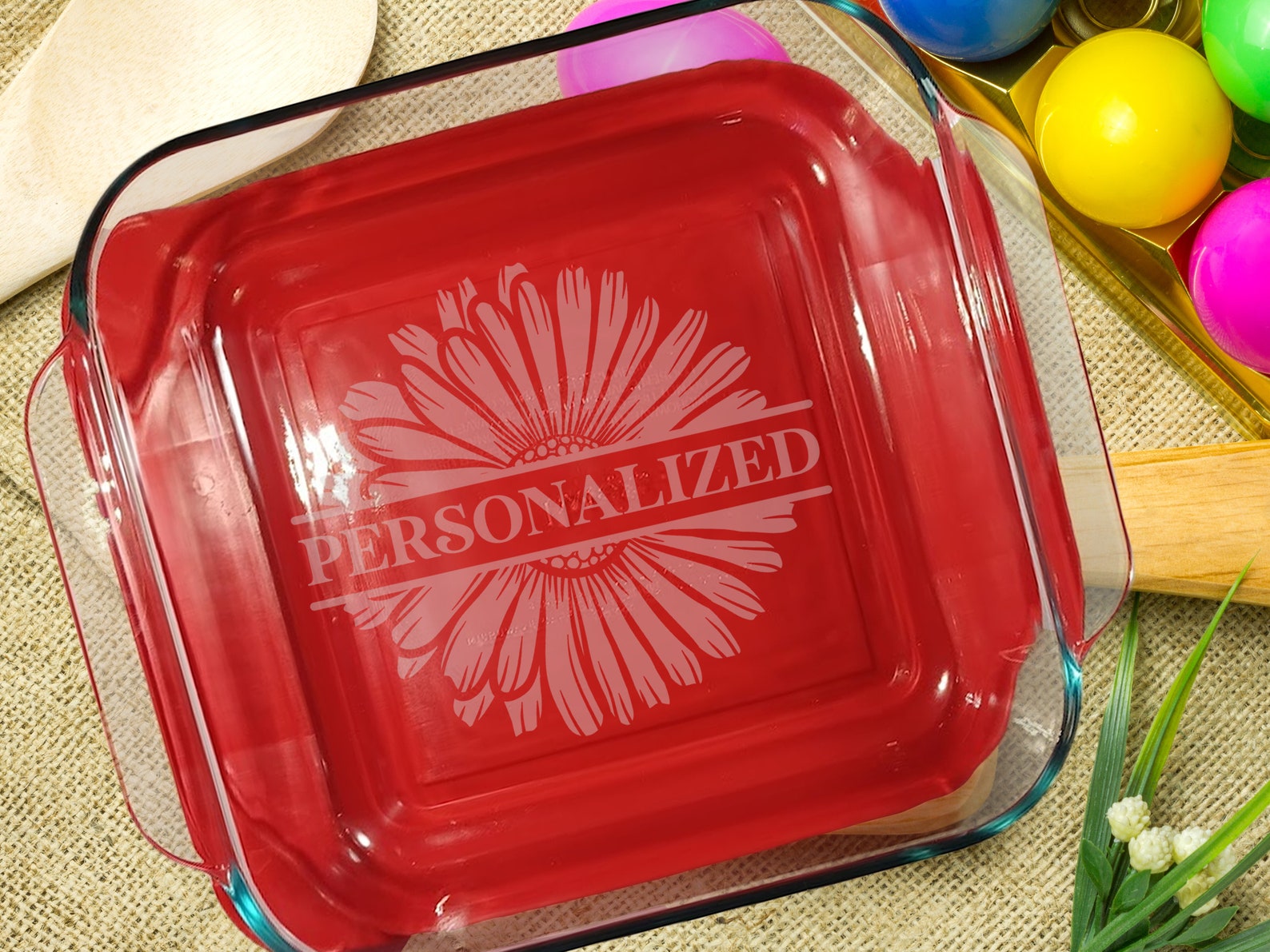 Personalized Pyrex Dish With Red Lid | Etsy