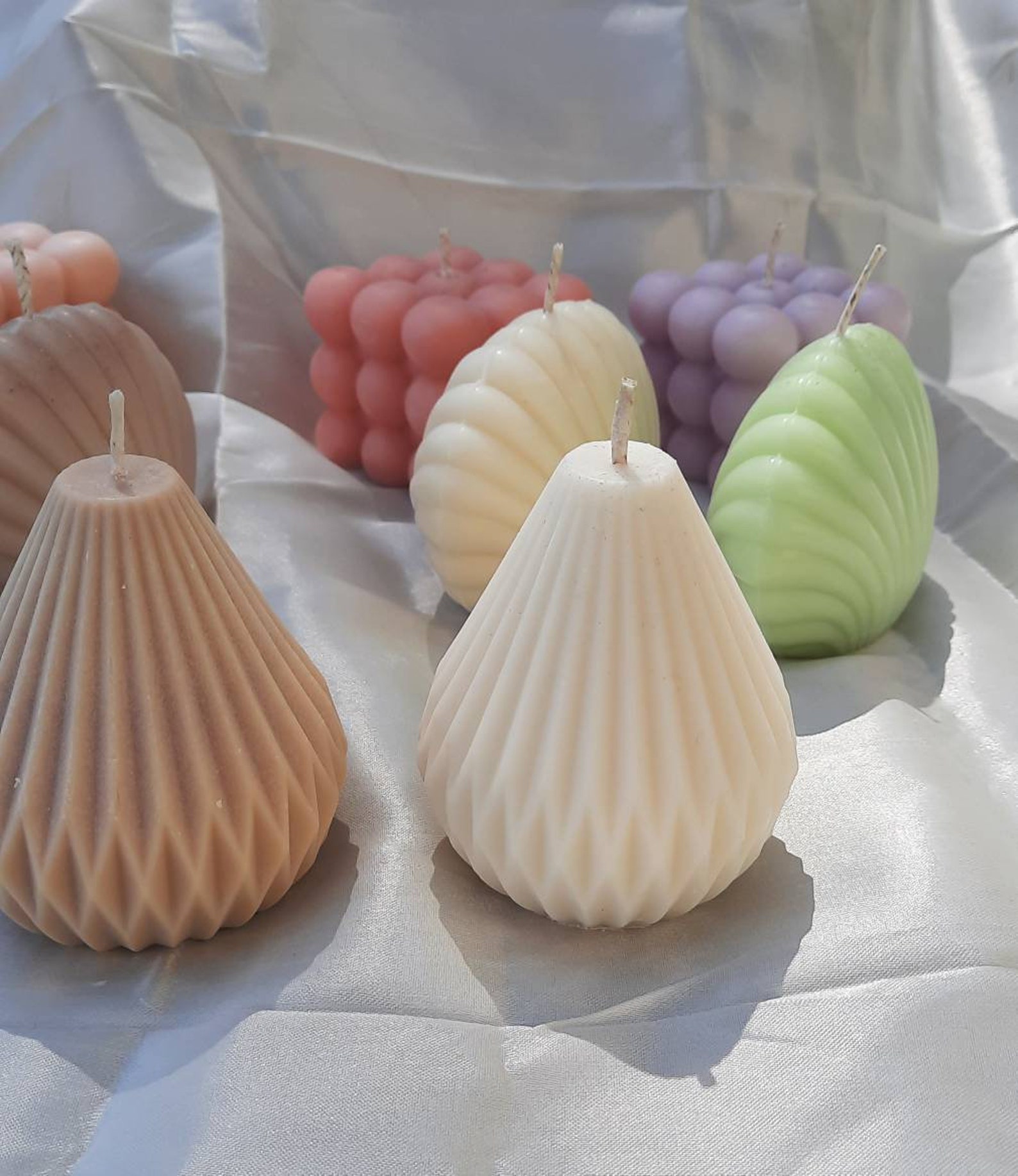 Vela geométrica de origami decorativo perfumada en cera de | Etsy