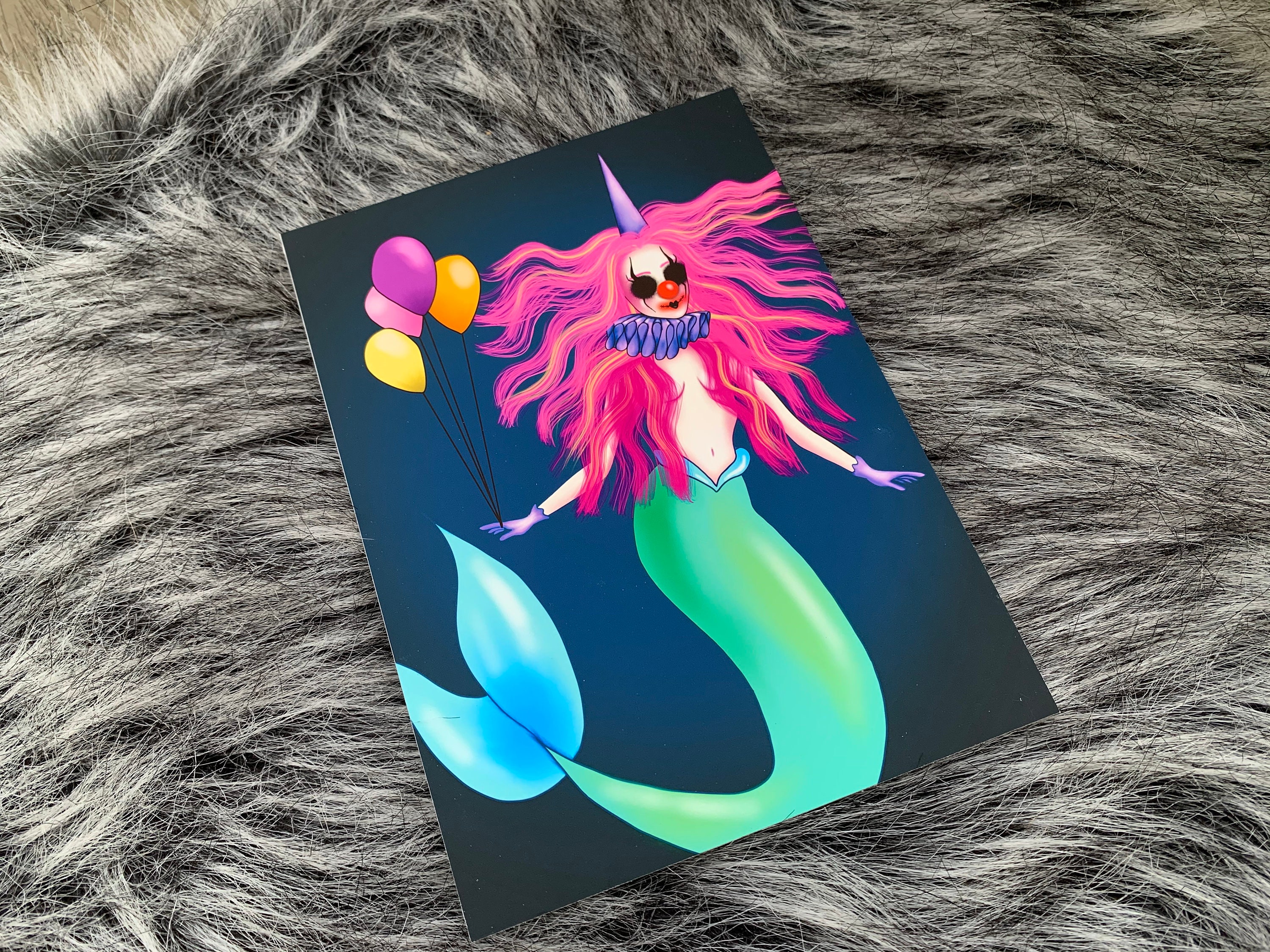 Clown Mermaid in 5x7 OR 8x10 - Etsy