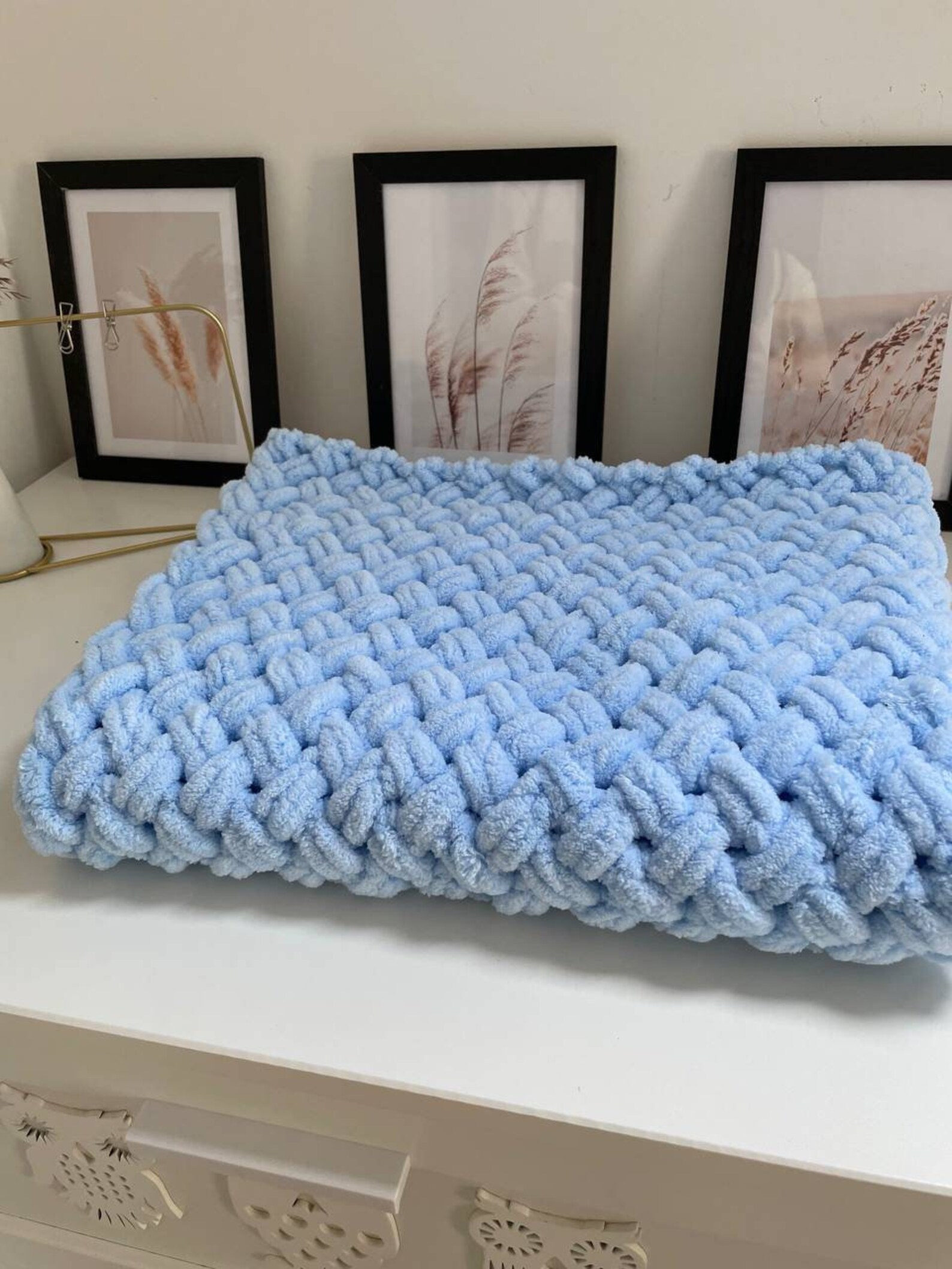Blue Baby Blanket Puffy Alize Yarn for Toddlers and Newborns - Etsy