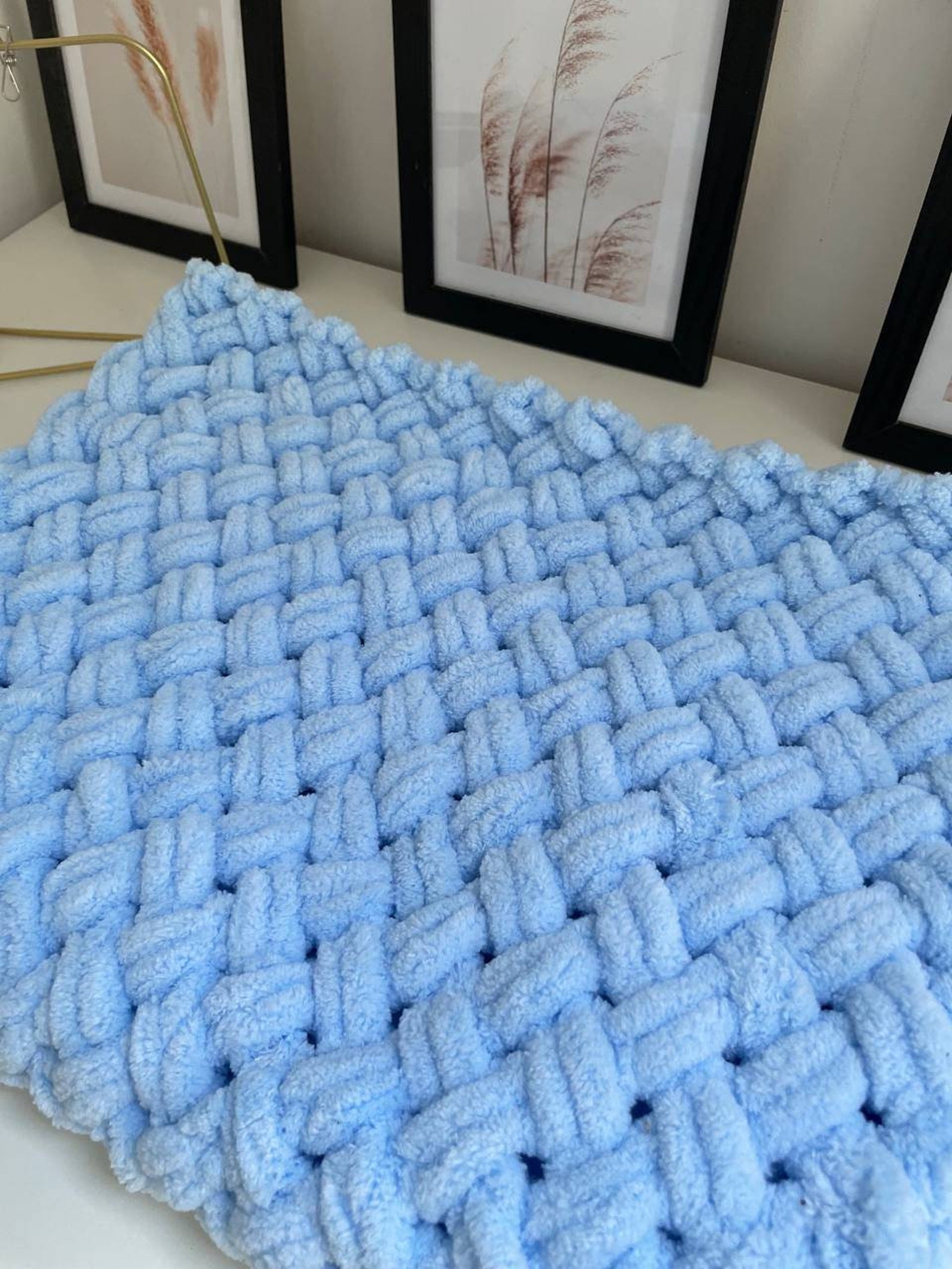 Blue Baby Blanket Puffy Alize Yarn for Toddlers and Newborns - Etsy