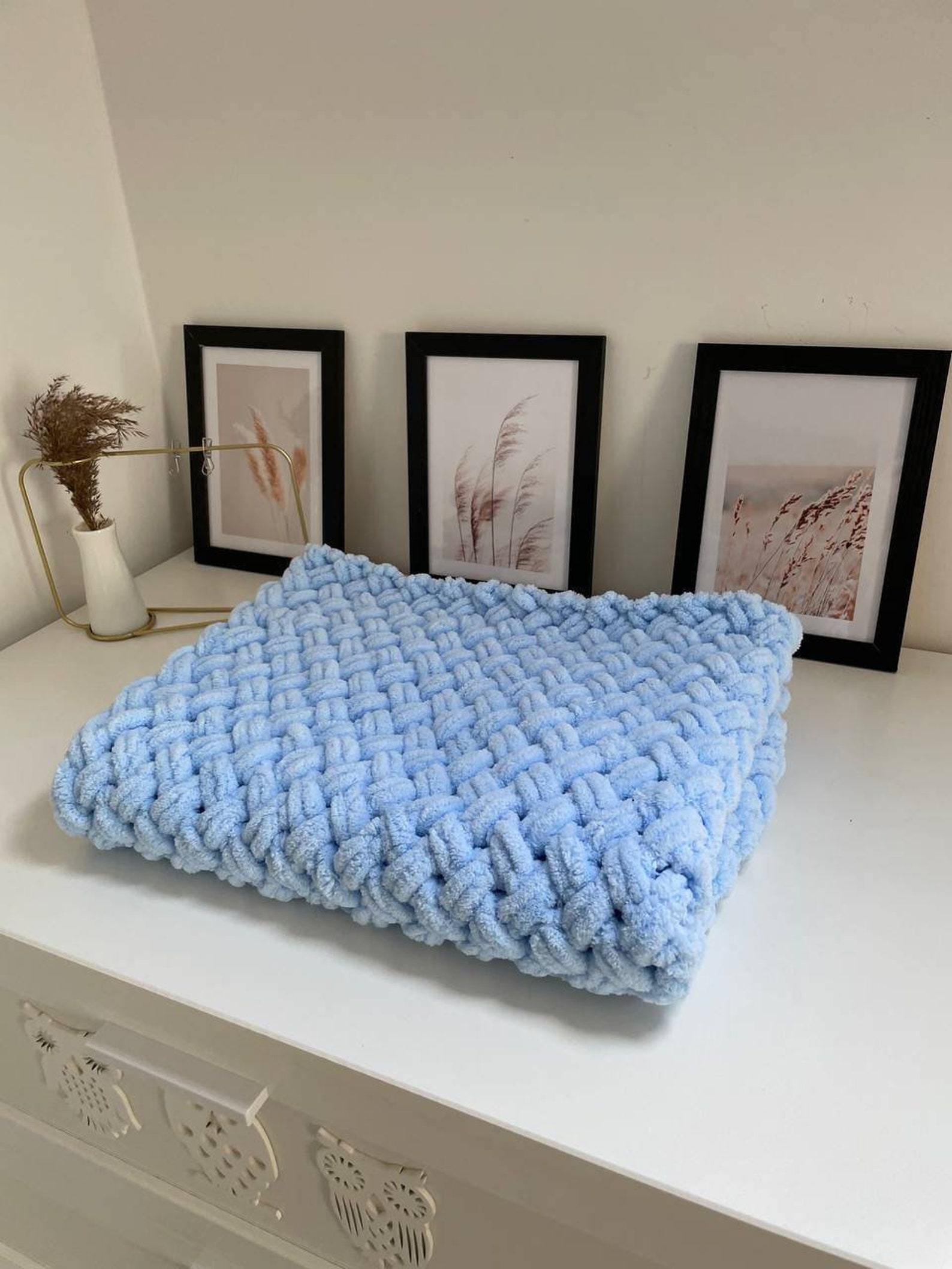 Blue Baby Blanket Puffy Alize Yarn for Toddlers and Newborns - Etsy