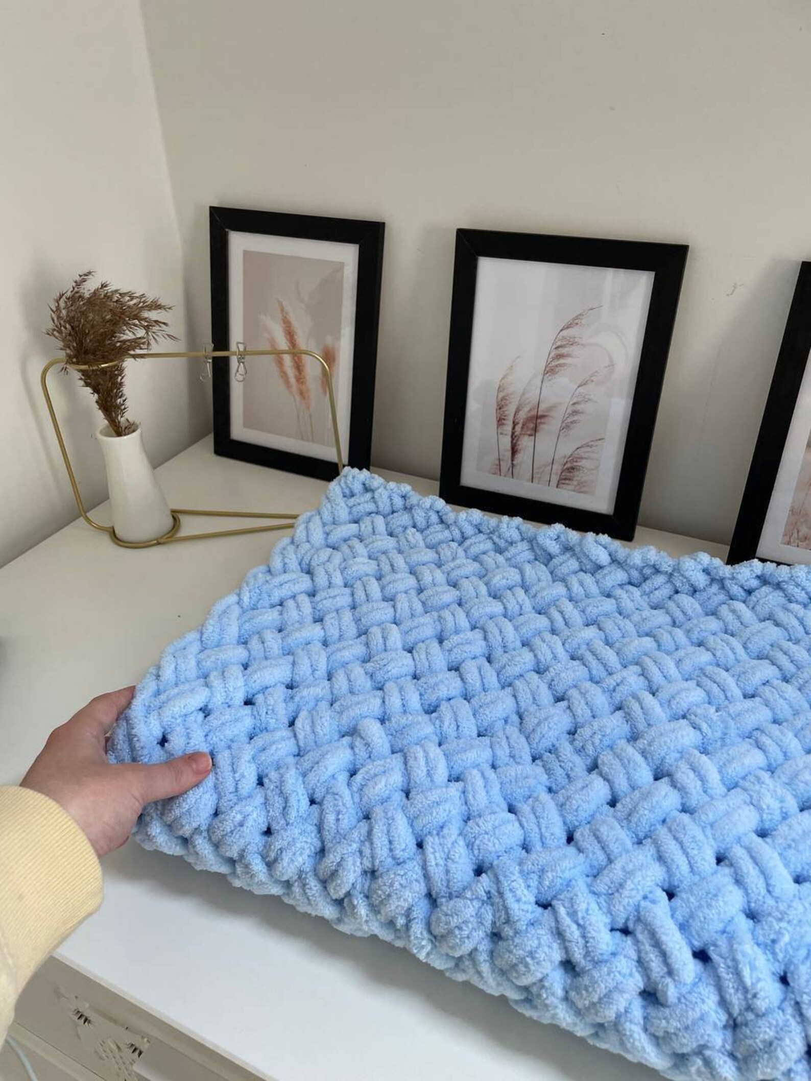 Blue Baby Blanket Puffy Alize Yarn for Toddlers and Newborns - Etsy