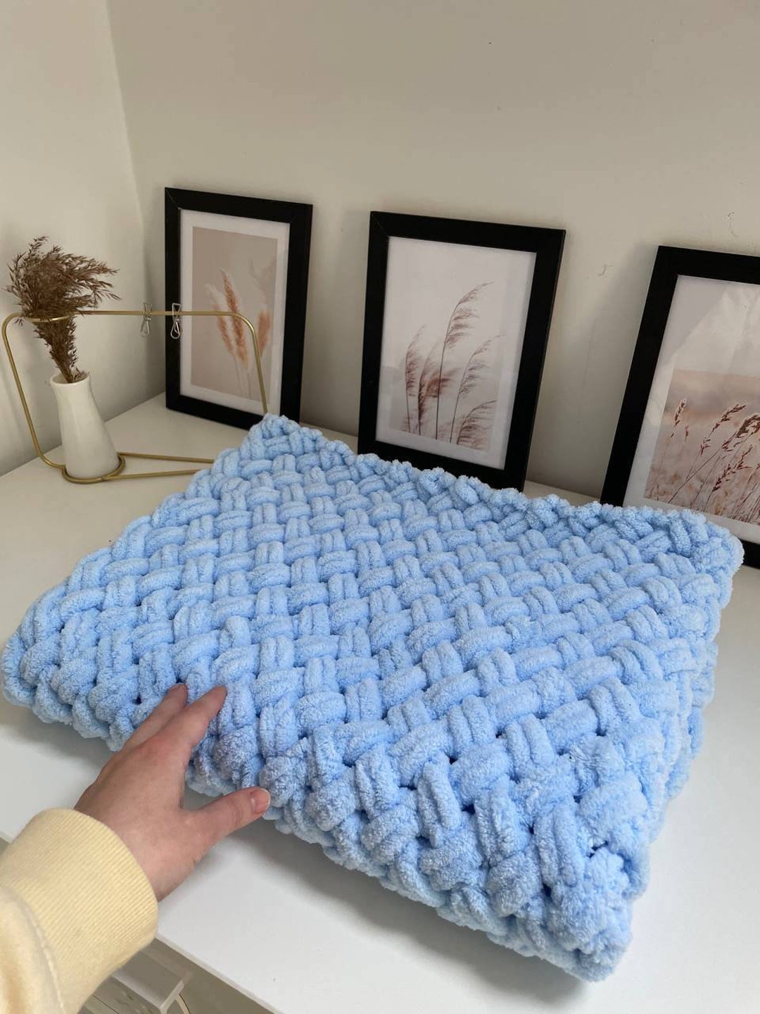 Blue Baby Blanket Puffy Alize Yarn for Toddlers and Newborns - Etsy