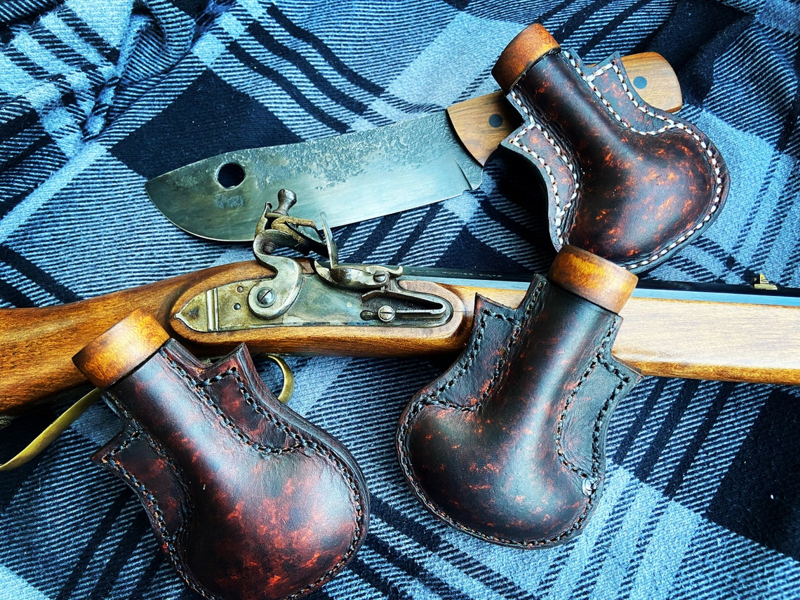 Muzzleloading Leather Round Ball Flask. - Etsy