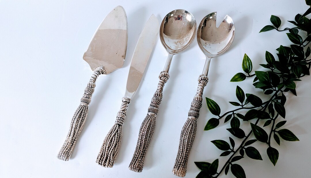 Vintage Silea Silver Rope Servers - Etsy