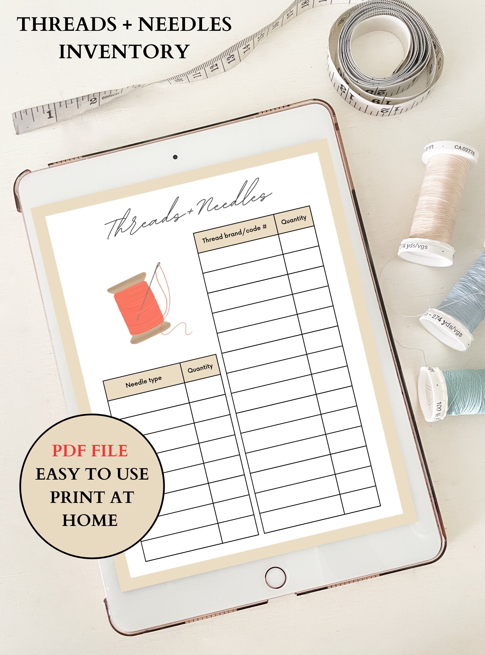 Threads Needles Inventory Printable Template Sewing Journal, Fashion ...