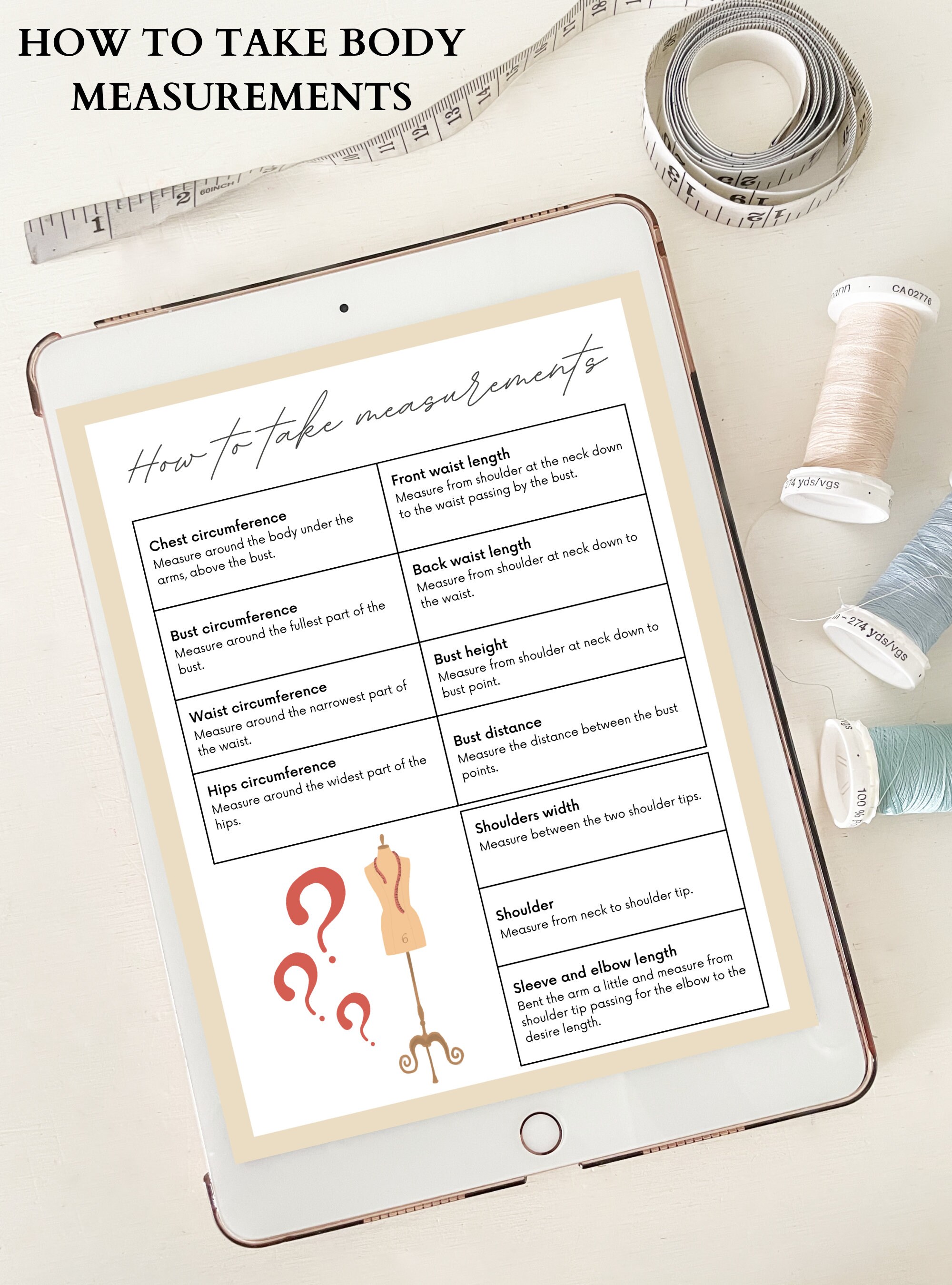 How to Take Body Measurements Printable Sheet Fashion - Etsy Australia