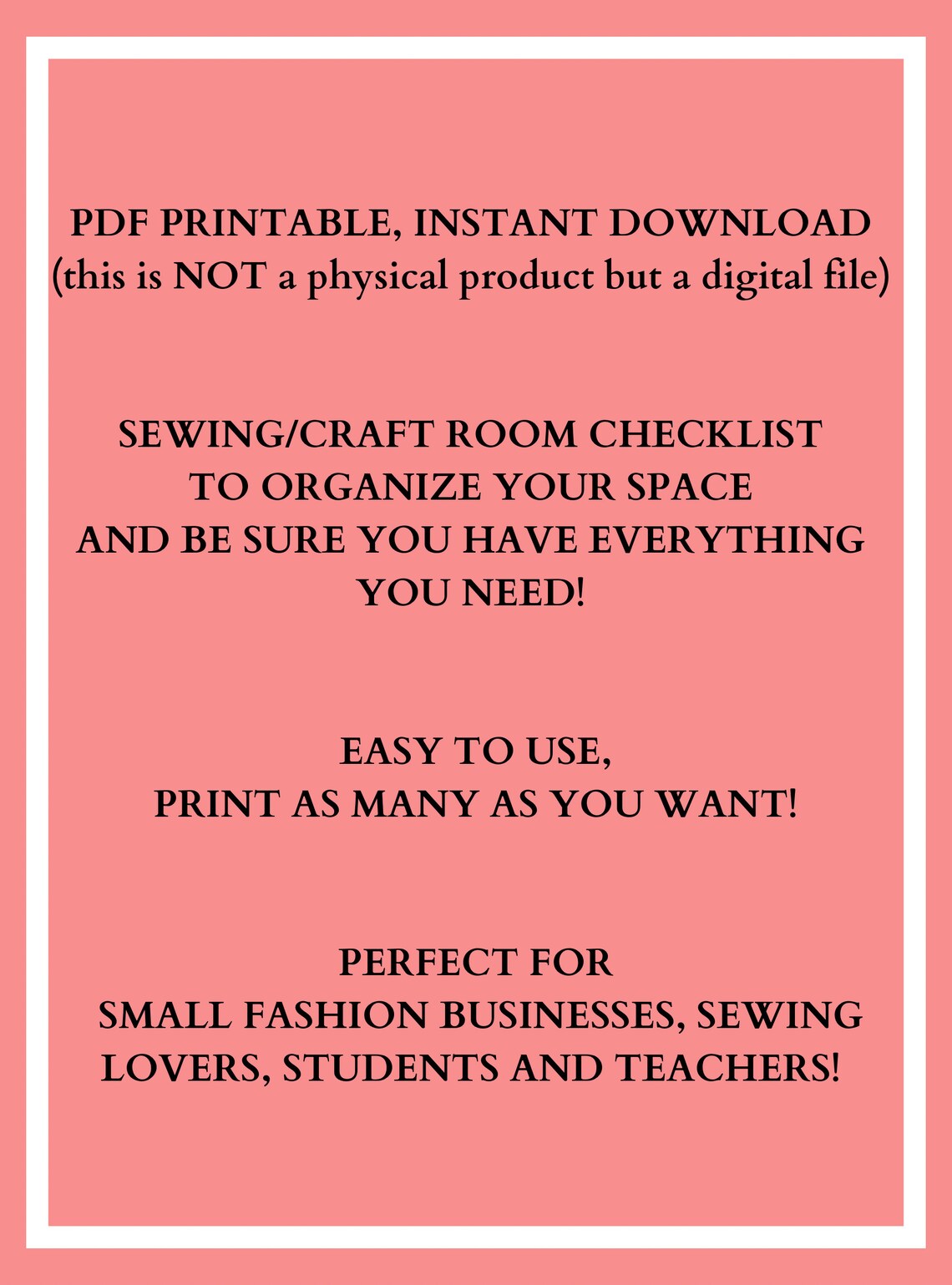 Sewing Craft Room Checklist Essentials Tools Organization - Etsy