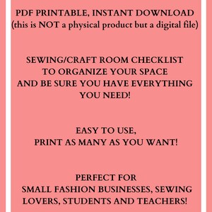 Sewing Craft Room Checklist Essentials Tools Organization - Etsy