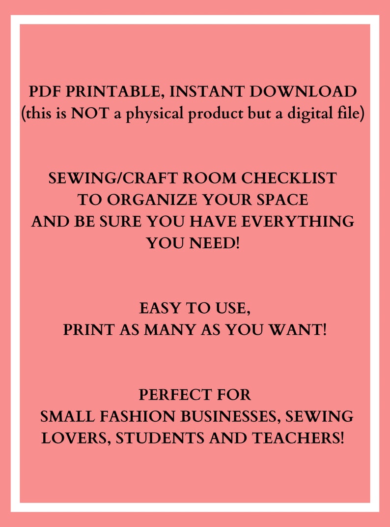 Sewing Craft Room Checklist Essentials Tools Organization - Etsy