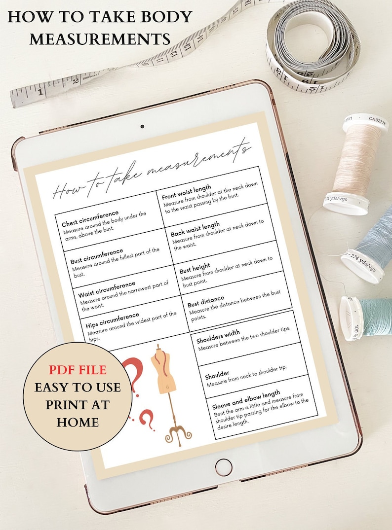 How to Take Body Measurements Sewing Room Journal Instructions Tailor ...