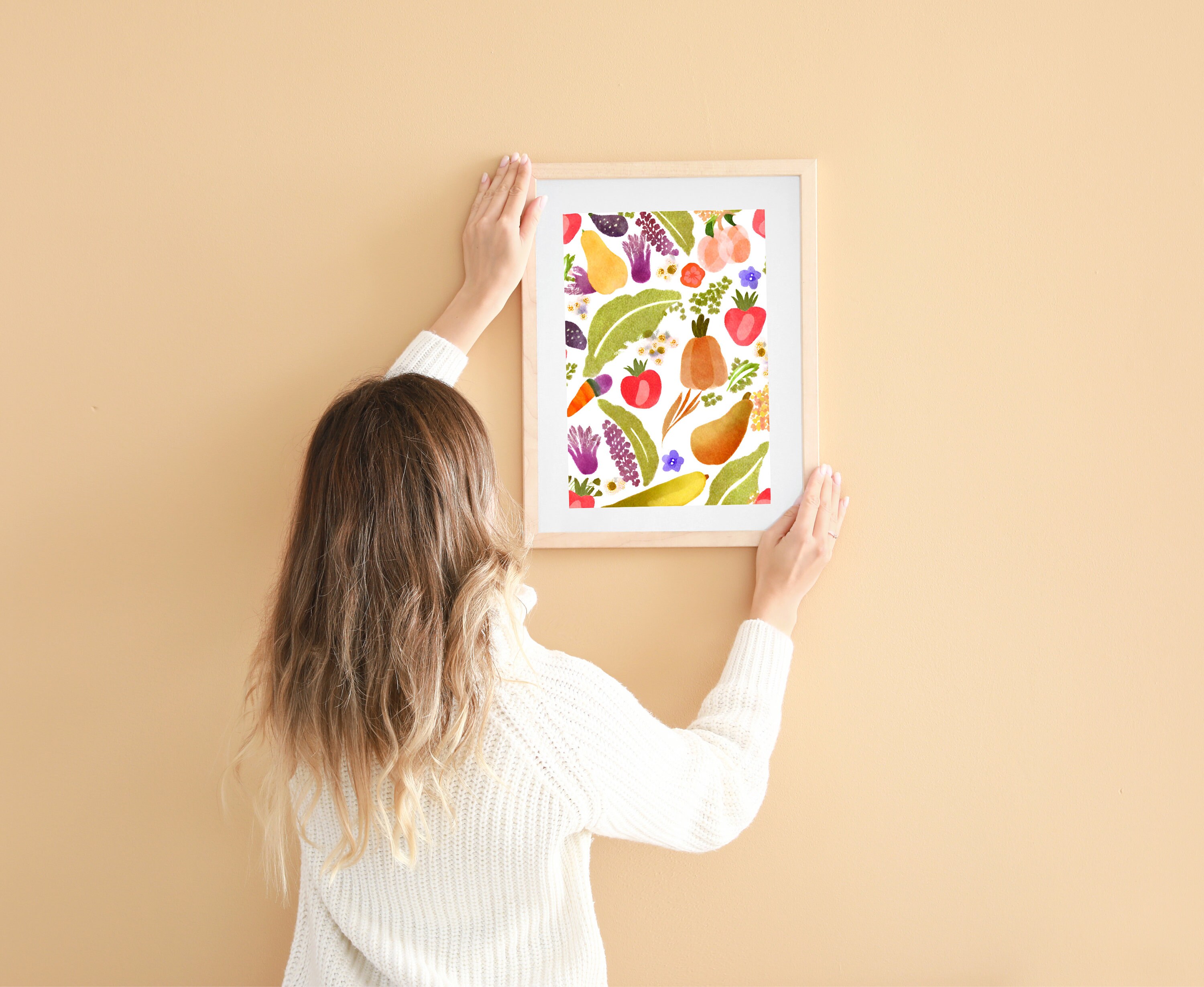 SPRING A3 Print, Illustrations of Vegetables, Flowers, and Fruits, Art ...