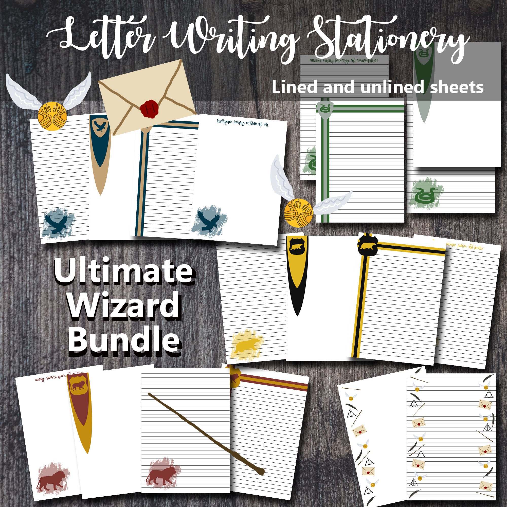 Printable letter paper stationery. Ultimate Wizard Bundle | Etsy
