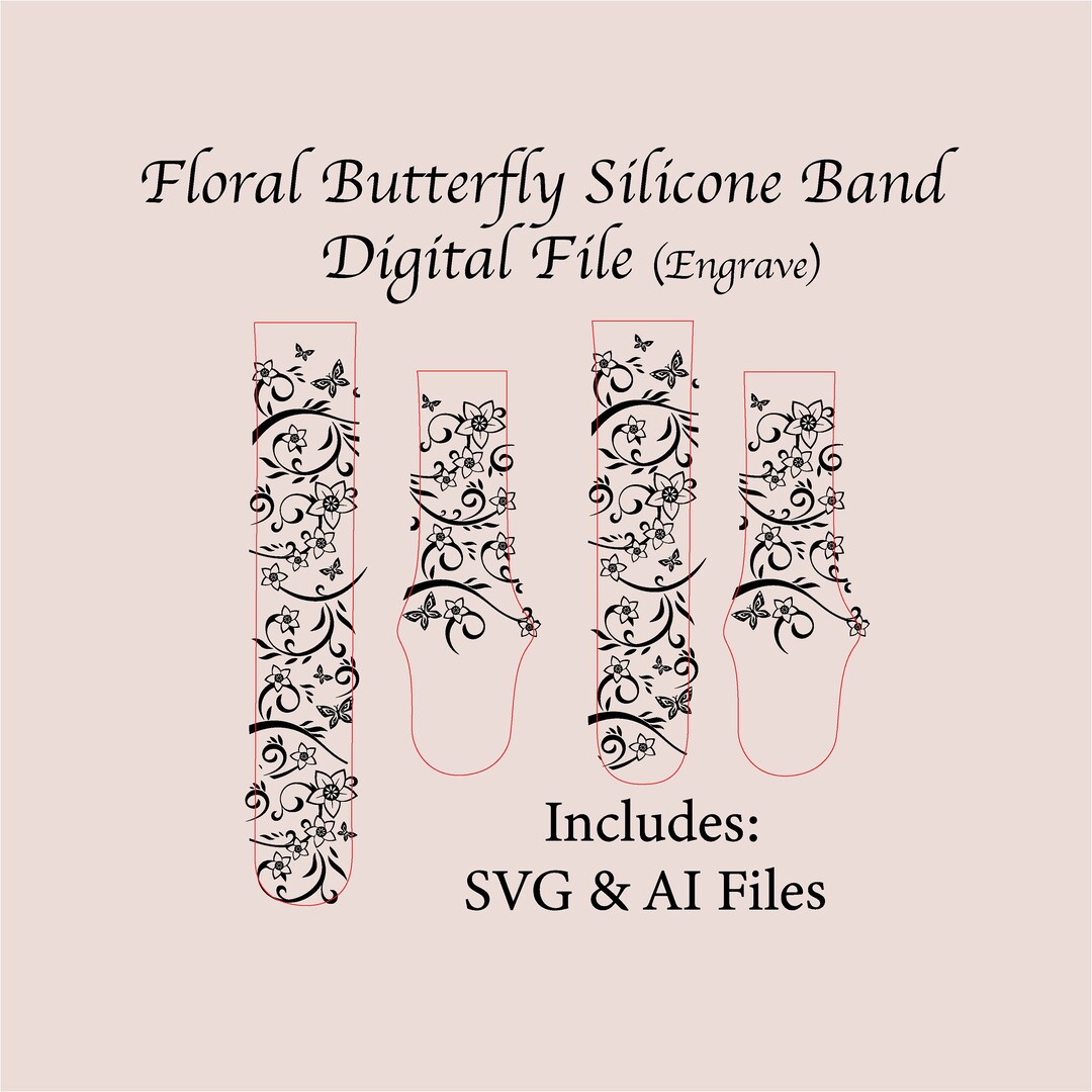 Hand-drawn Flower Watchband File, SVG, Digital Cut File, Band Design ...