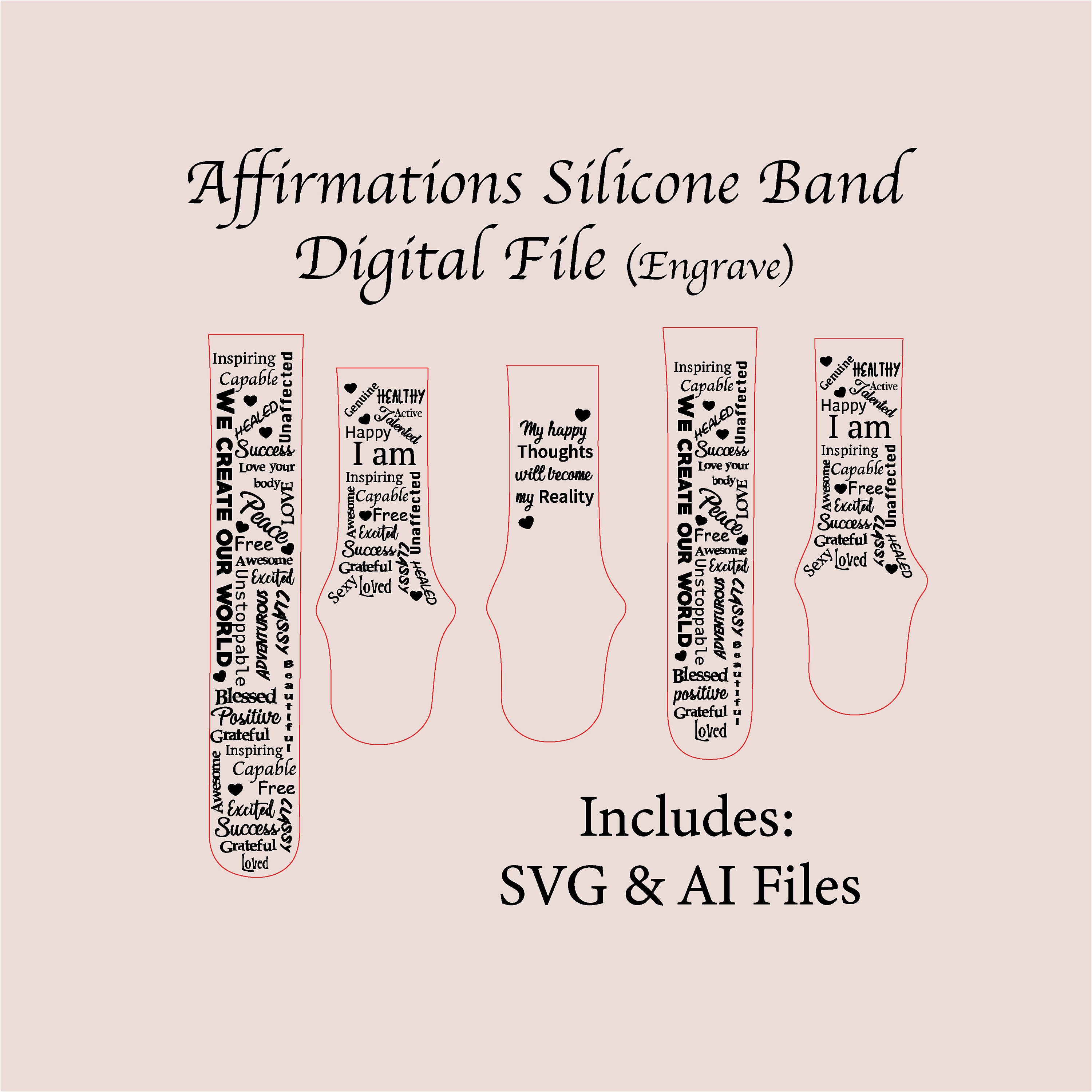 Affirmations Smart Watchband File SVG Digital Cut File Band - Etsy