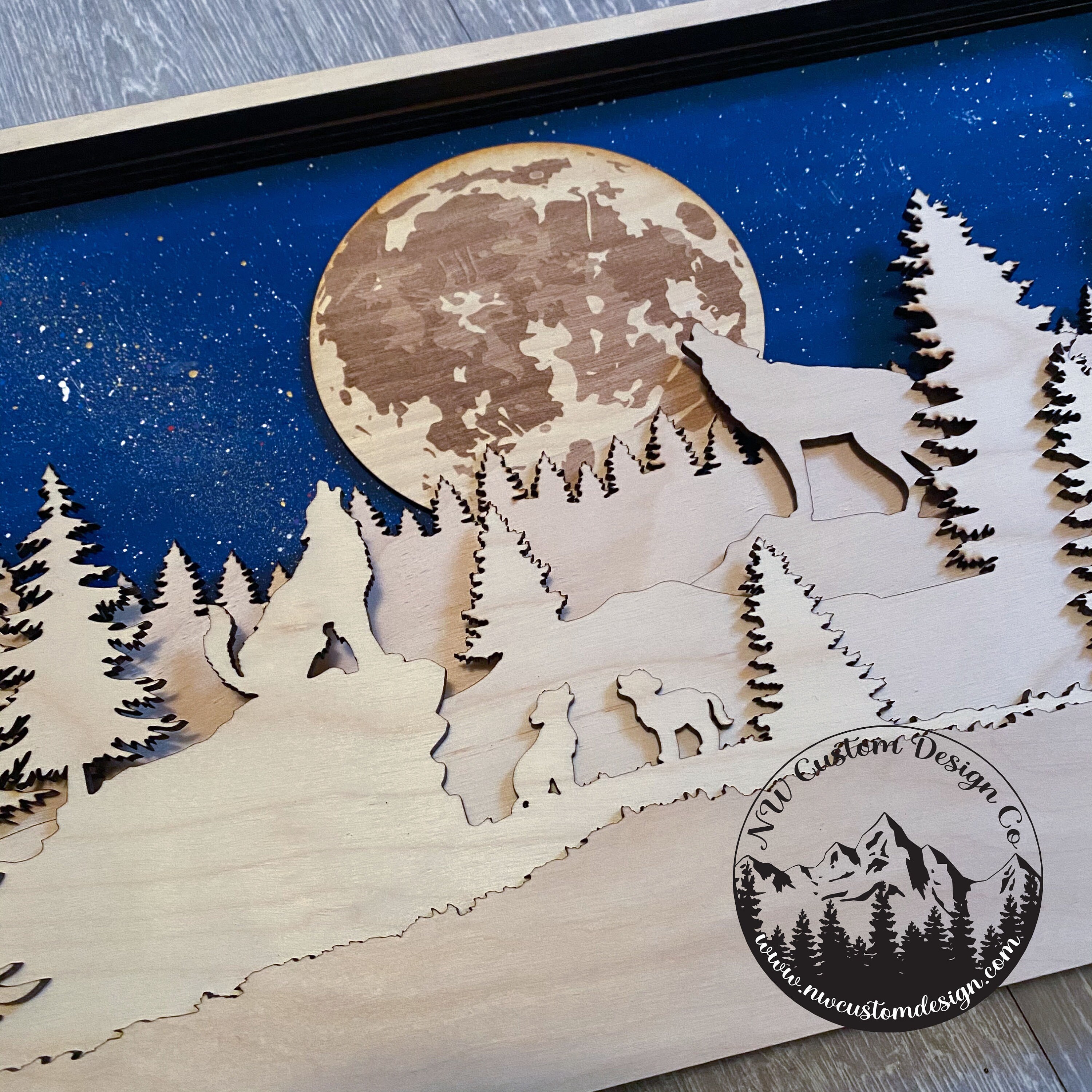 Wolf Family 7 Layer Shadow Box, Glowforge Tested, 11x17 in Sign, Cnc ...