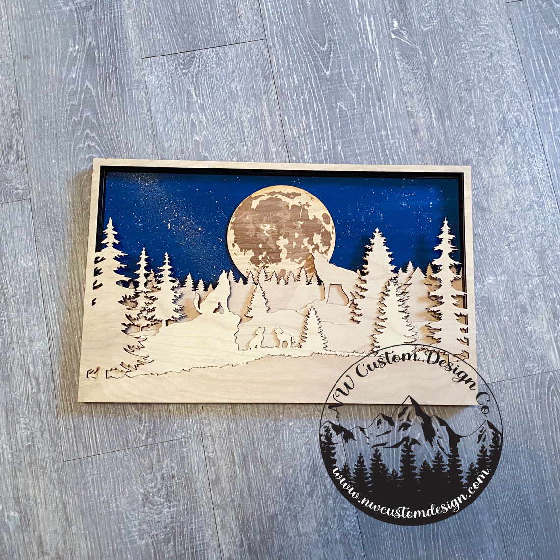 Wolf Family 7 Layer Shadow Box Glowforge Tested 11x17 in - Etsy