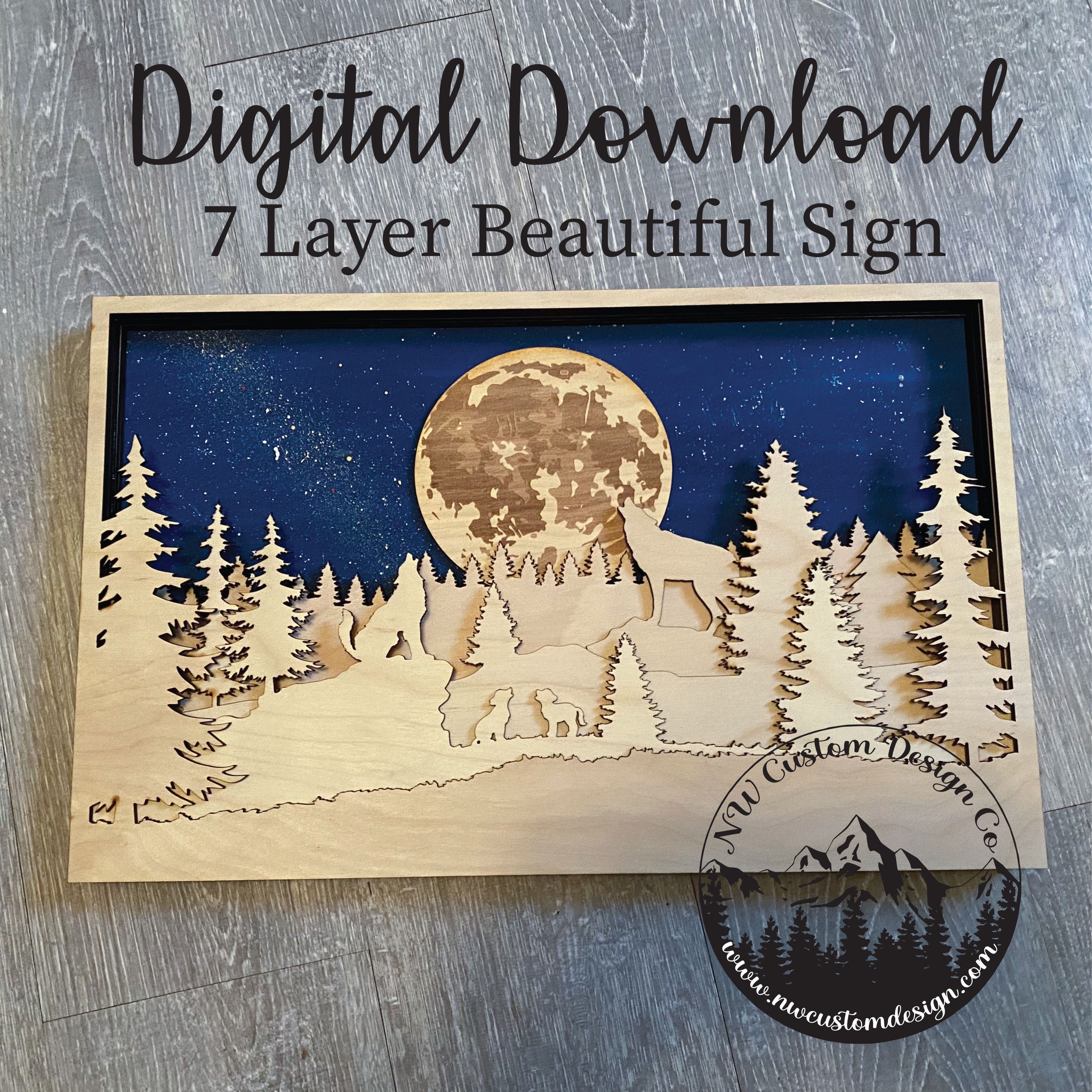 Wolf Family 7 layer Shadow Box Glowforge Tested 11x17 in | Etsy