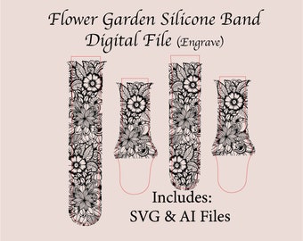 DIGITAL DOWNLOAD Hand-drawn Flower Paisley Watchband File, Svg, Watch ...