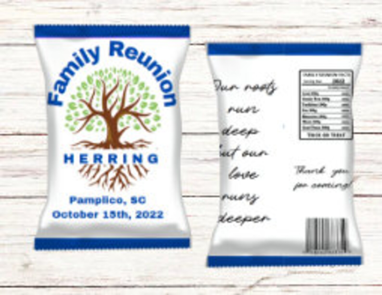 Family Reunion Favor Bundle-custom Chip Bags-custom Water Bottle Labels ...