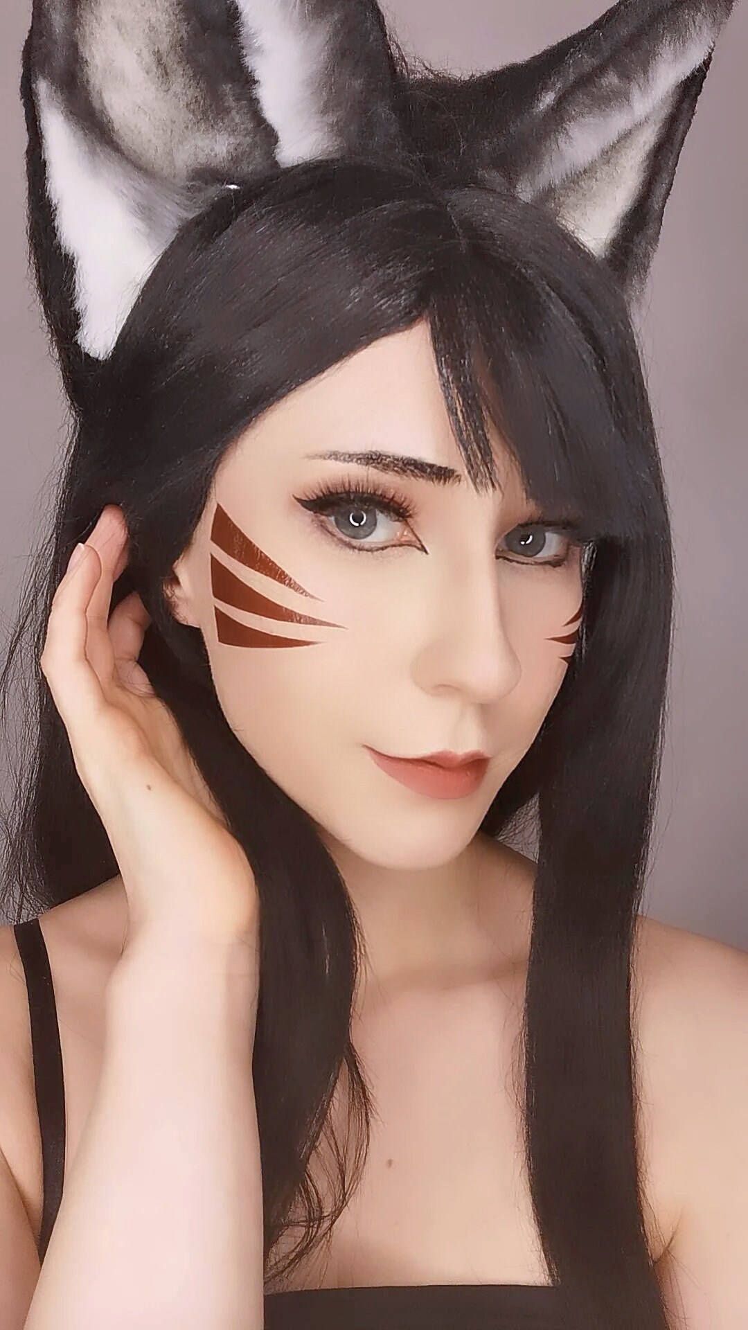 Classic Ahri Cosplay Stripes Face Tattoo brown LOL League of Legends ...