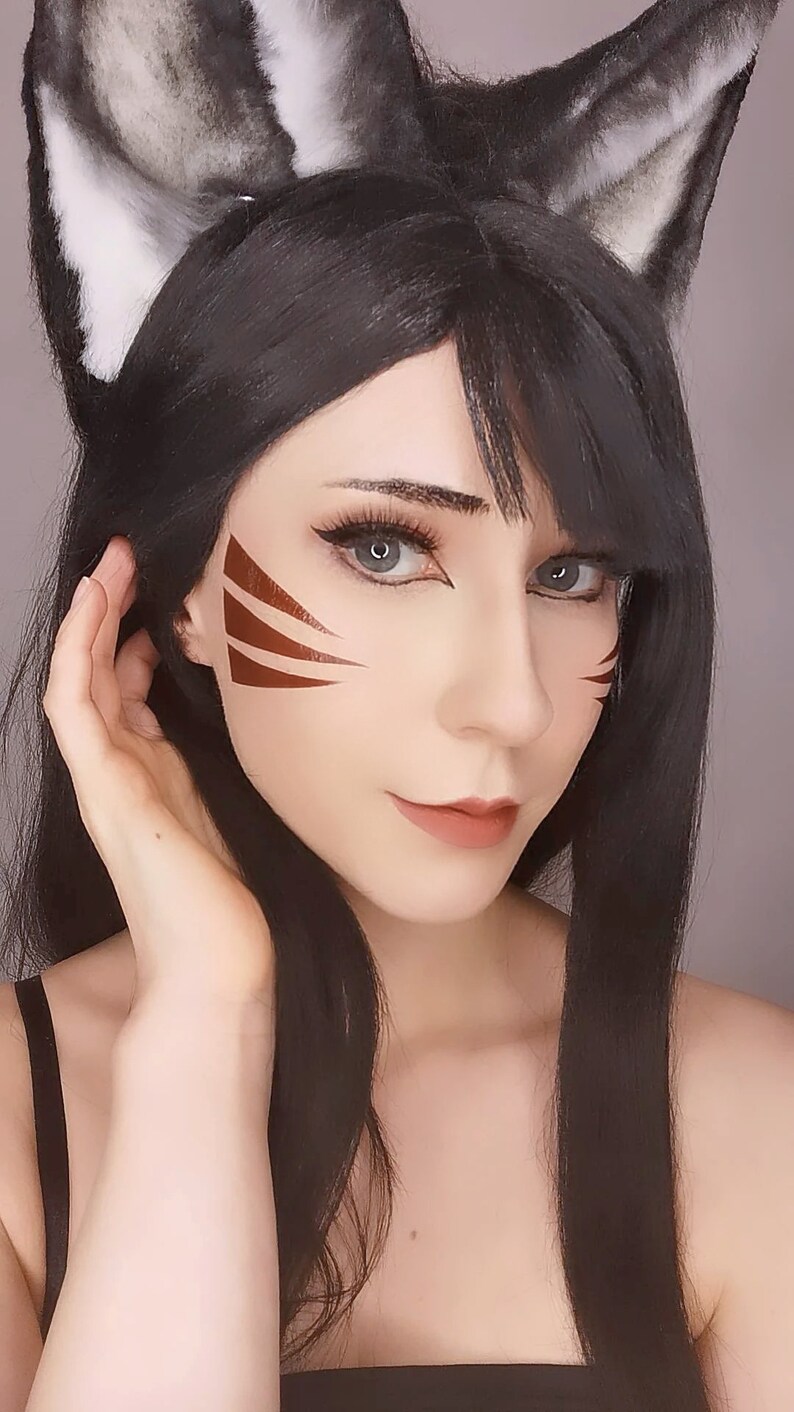 Classic Ahri Cosplay Stripes Face Tattoo Brown LOL League of Legends - Etsy